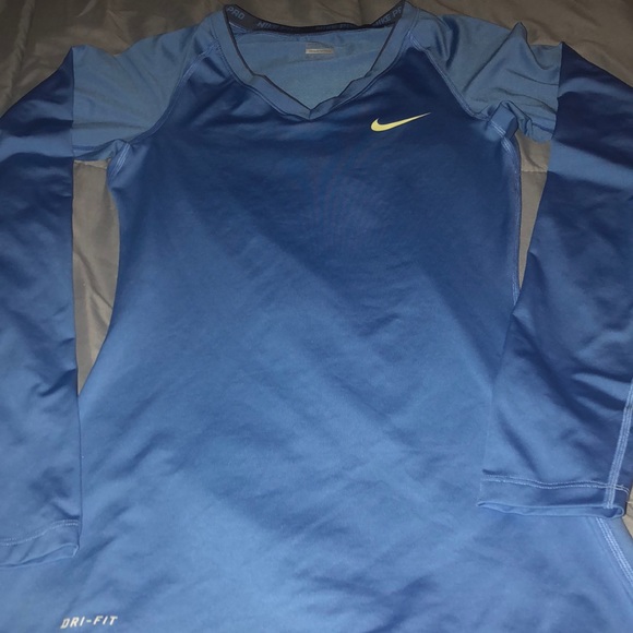 Nike | Tops | Nike Pro Long Sleeve Workout Shirt Light Blue | Poshmark